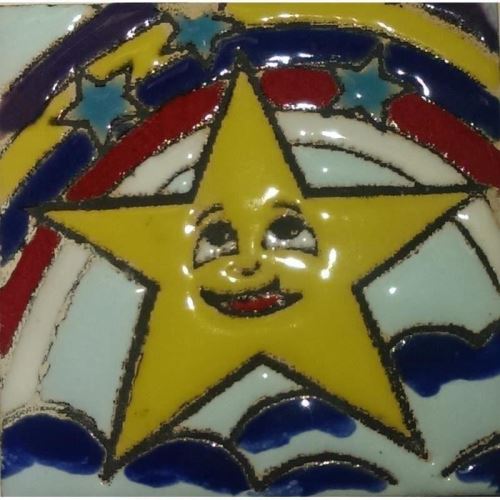 Cameleonia va ofera magnet din faianta picata cu un soare vesel ...